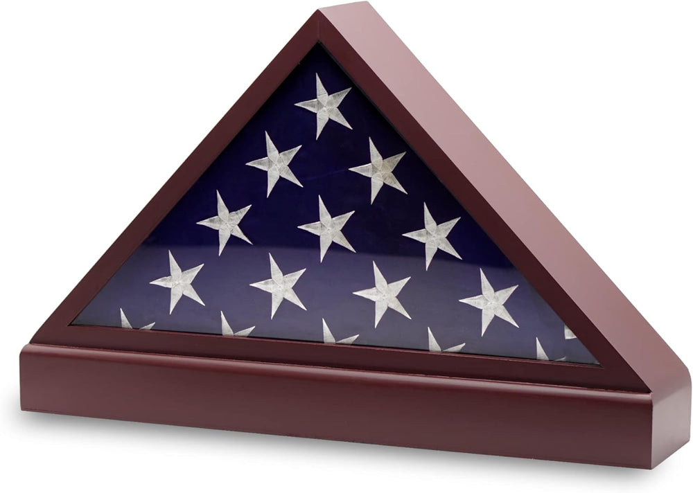Burial Flag Display Case with Pedestal - 5x9 Flag Display Stand for Fu