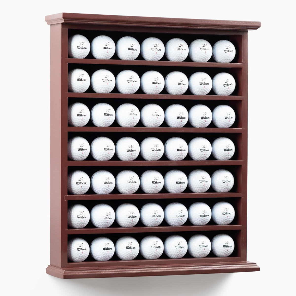 49 Golf Ball Display Case Cabinet Wall Rack Holder - No Door (Cherry F