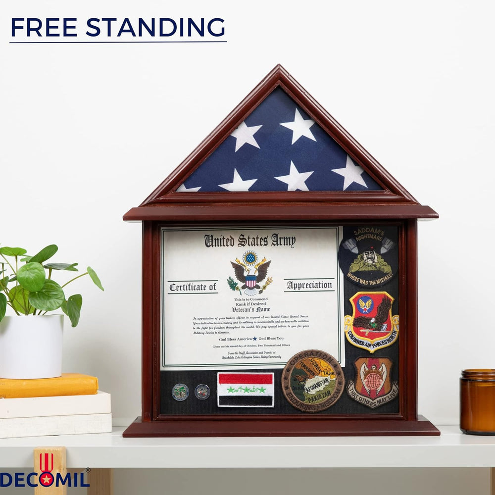 Certificate and Document Holder with 3x5 Flag Display Case - Mango Fin