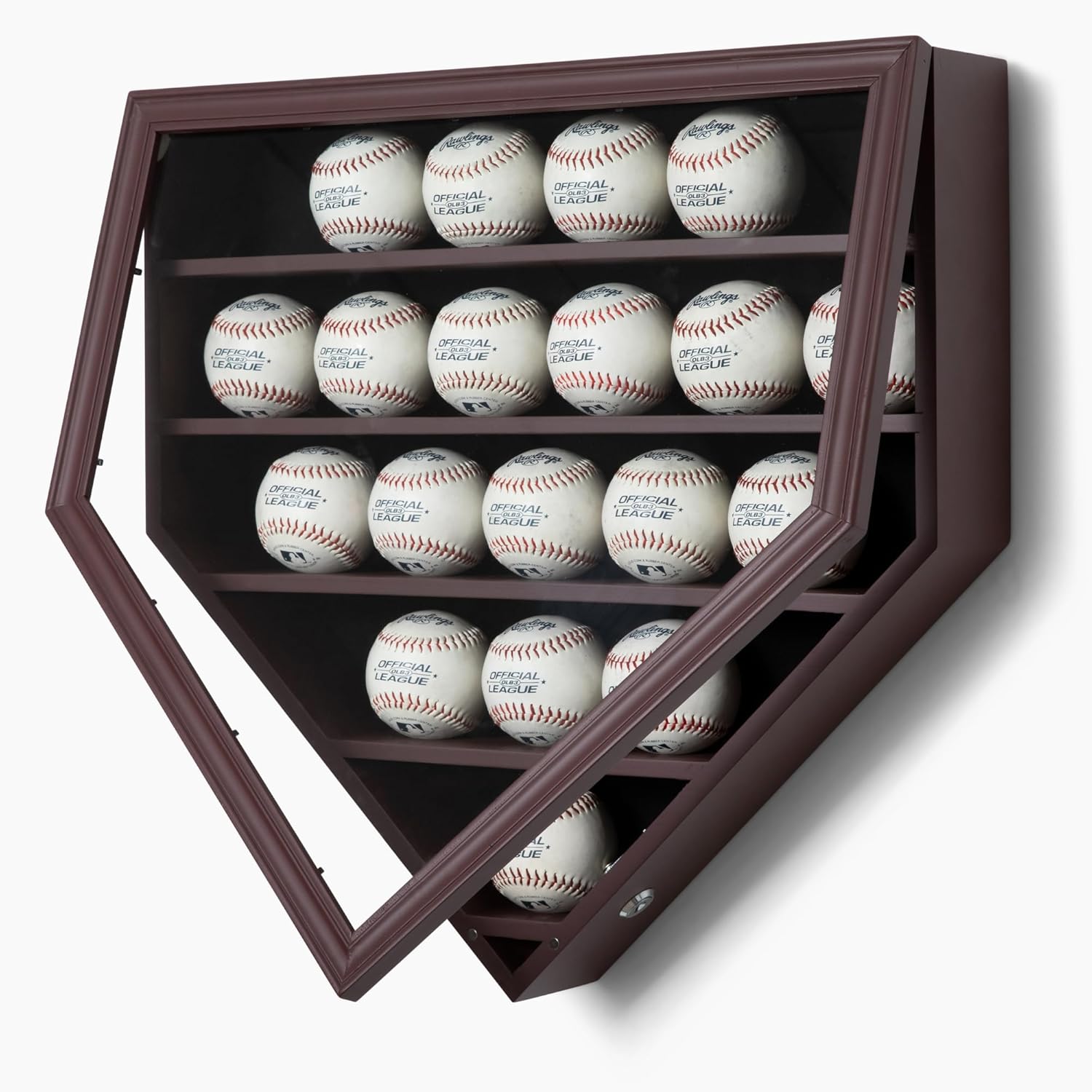 Baseball Display Case, Large Baseball Holder - Shadow Box for 21 Baseb