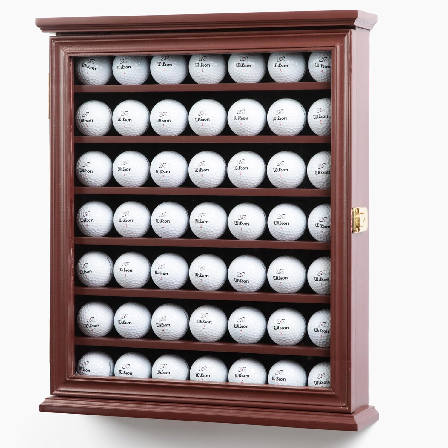 Solid Wood 49 Golf Ball Display Case Cabinet Wall Rack Holder with UV